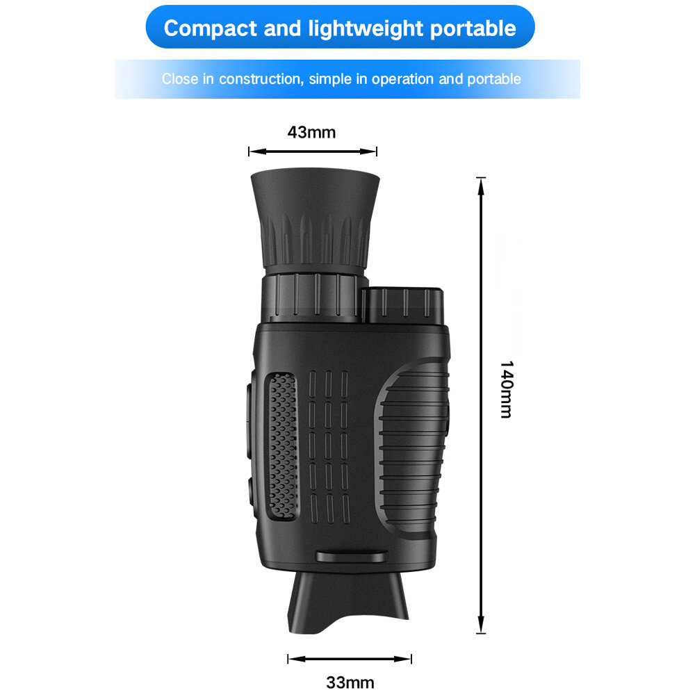 Монокуляр ночного видения 12MP 1080P 4X с цифровым зумом, режимы воспроизведения фото и видео 200M в полной темноте для охоты на открытом воздухе, путешествий на лодке