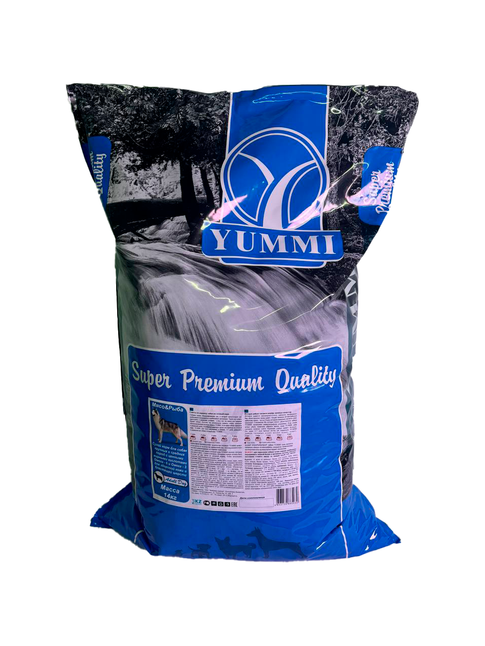 YUMMI сухой корм для собак super premium мясо&рыба для средних и крупных пород собак 14кг