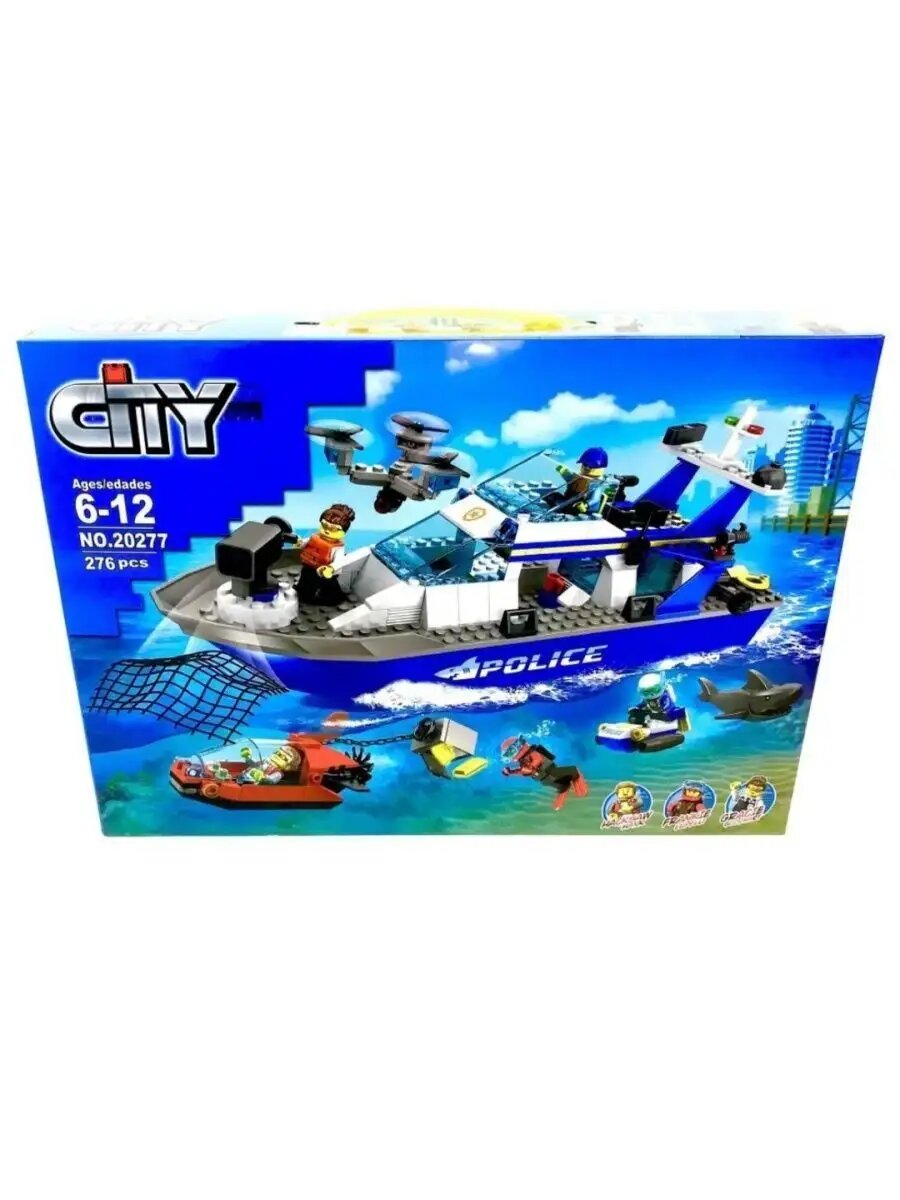 Конструктор Cities Катер полицейского патруля аналог LEGO