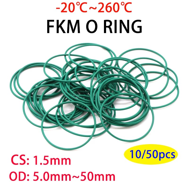 Зелёные уплотнительные кольца FKM 5-50 мм OD 27mm ID 24mm, 10Pcs
