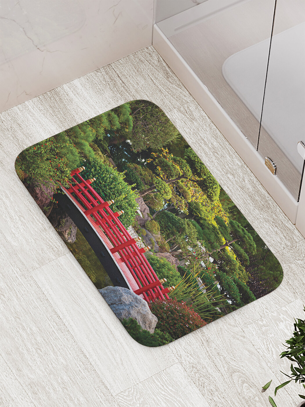 Коврик для ванной комнаты, туалета "Лесной декор" противоскользящий, 52х77 см, JoyArty