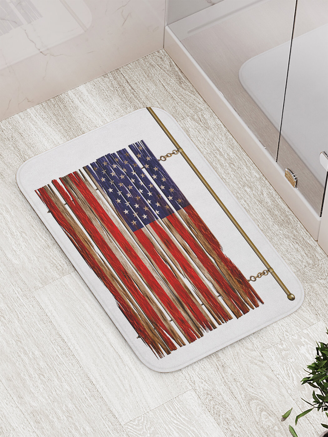 Коврик для ванной комнаты, туалета "Флаг США на досках" противоскользящий, 52х77 см, JoyArty