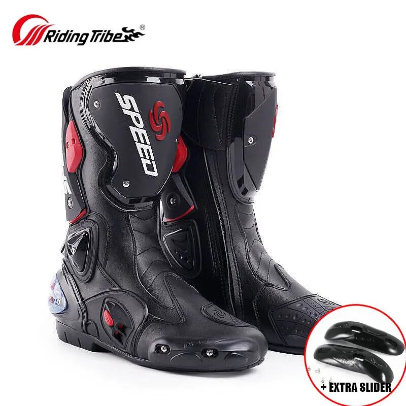 Мужские мотоциклетные ботинки Riding Tribe, мотоциклетные ботинки для езды на мотоцикле, кроссовые ботинки для езды по бездорожью 44, Черный, B1001 BLACK