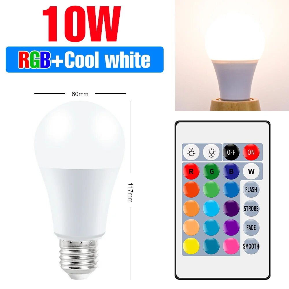Светодиодная лампа DuuToo RGB 220В RGB White-10W, E27(85-265V)