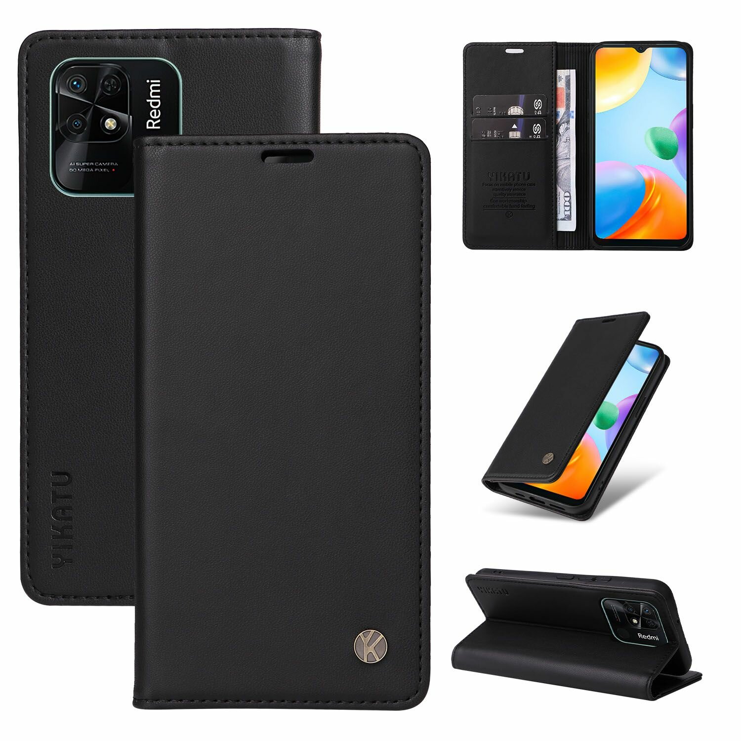 Кожаный флип-чехол для Xiaomi Redmi 10C (Ксяоми Рэдми 10С) с магнитом, отделением для карт и отделением для бумажника