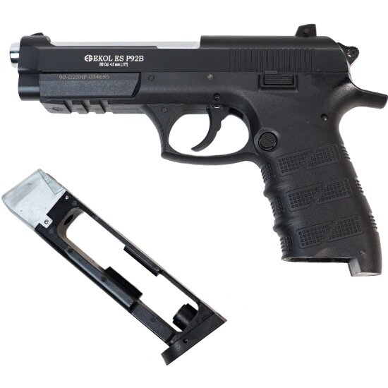 Пистолет пневматический Ekol ES P92 B Black, калибр 4,5 мм, 3 Дж, (металл)