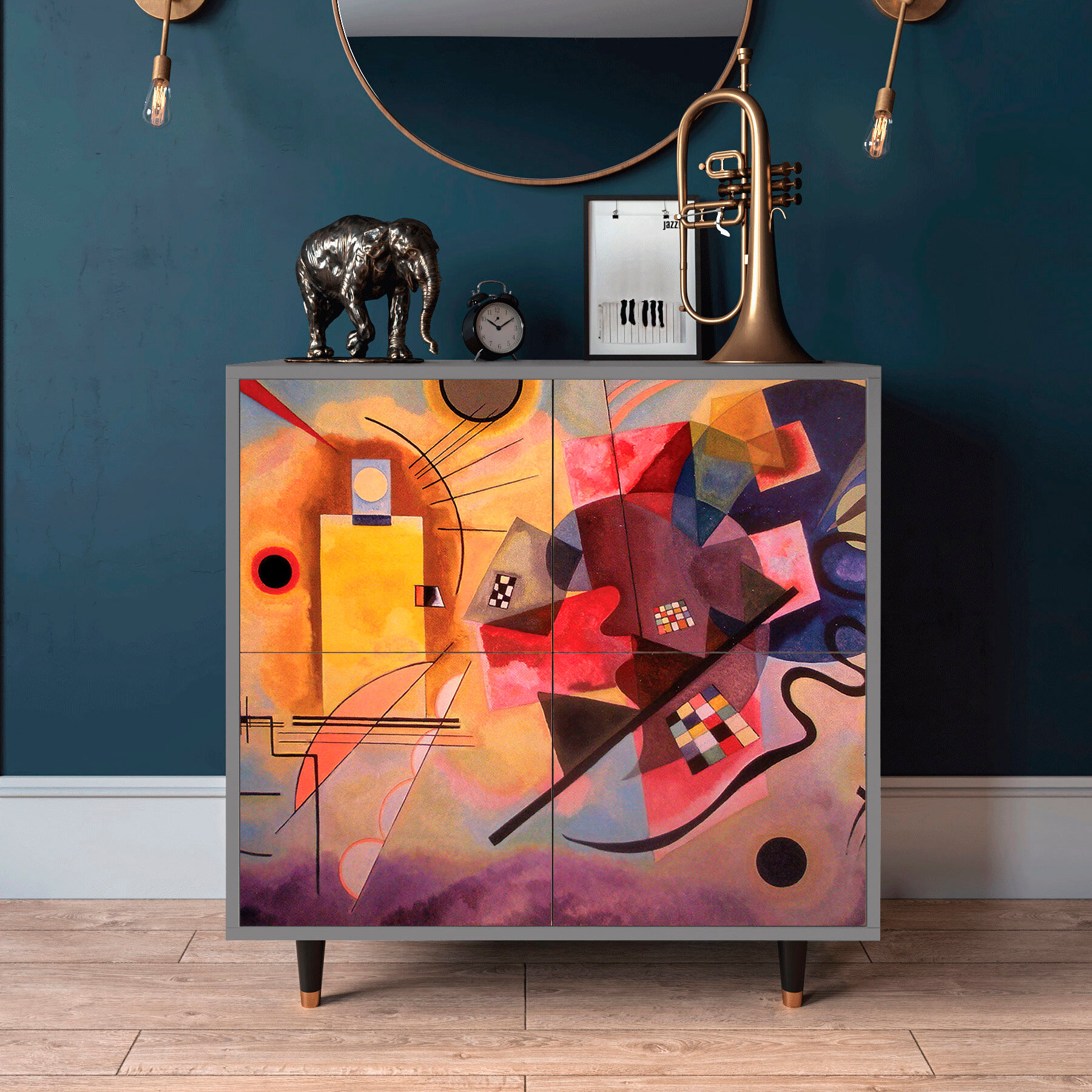 Комод - STORYZ - BS3 Modern Art by Kandinsky , Размер - 94 x 96 x 48 см, Цвет корпуса - Серый