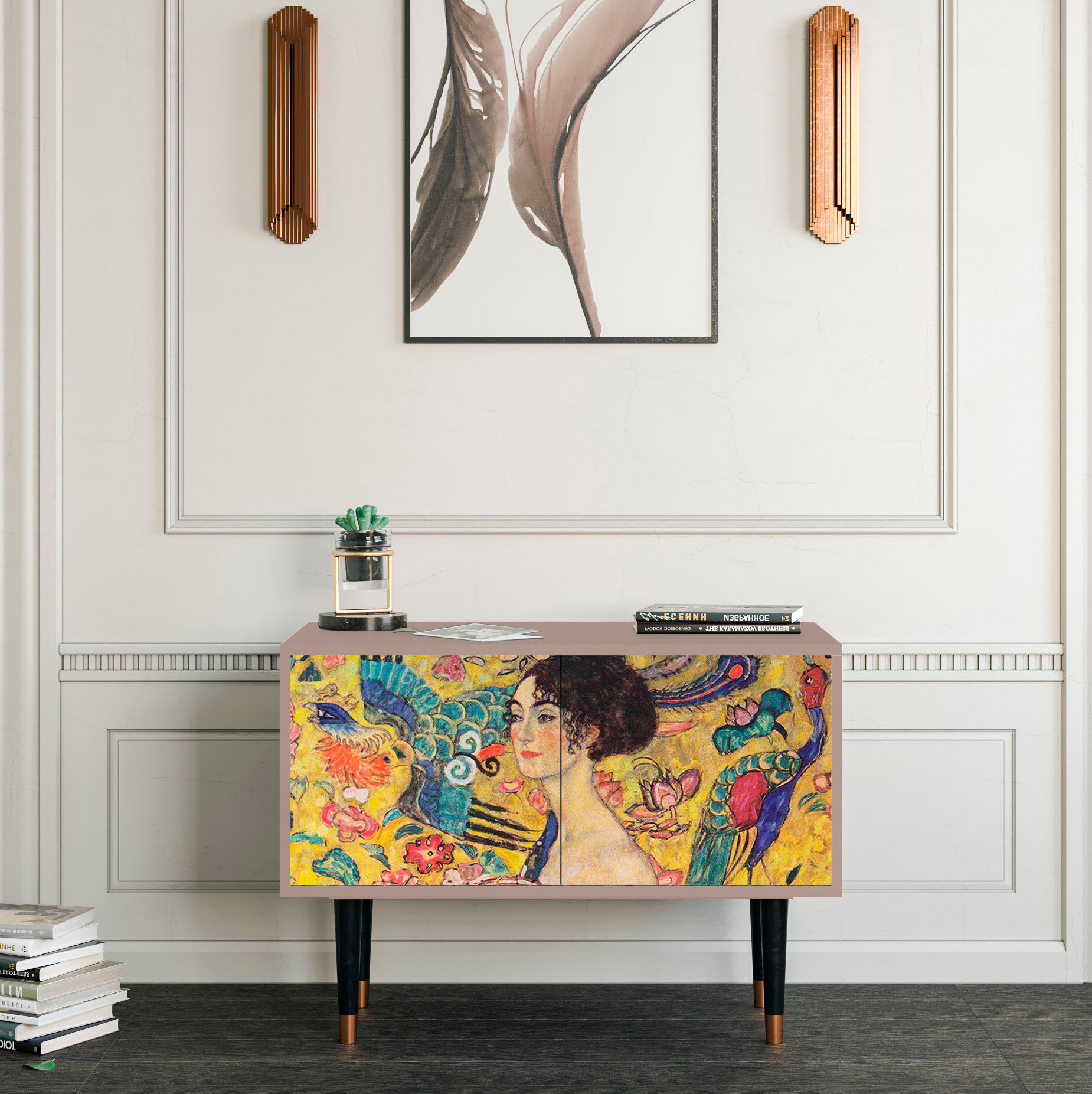 Комод - STORYZ - S1 Lady with Fan by Gustav Klimt, Размер - 94 x 69 x 48 см, Цвет корпуса - , Бежевый