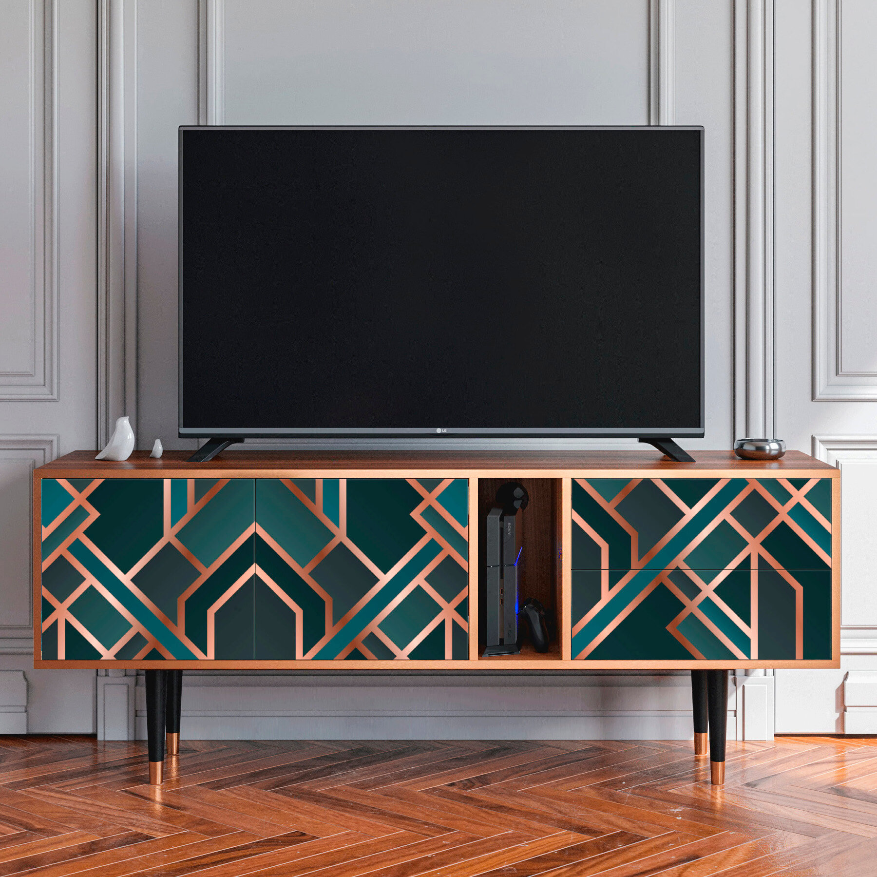 ТВ-Тумба - STORYZ - T1 Bronze Crossroad, Размер - 170 x 69 x 48 см, Цвет корпуса - , Орех