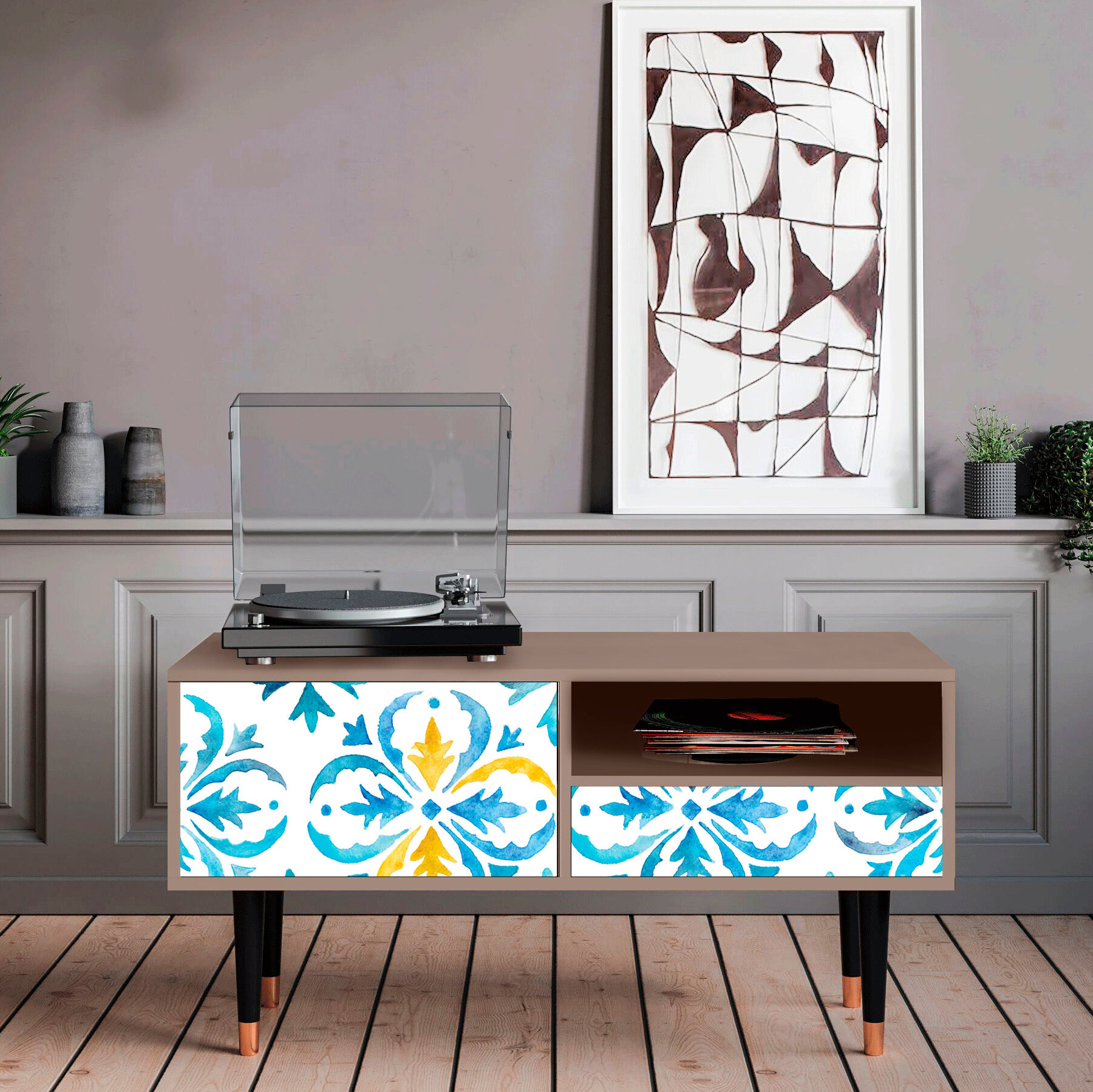ТВ-Тумба - STORYZ - T3 Lisbon Flover, Размер - 115 x 59 x 48 см, Цвет корпуса - , Бежевый