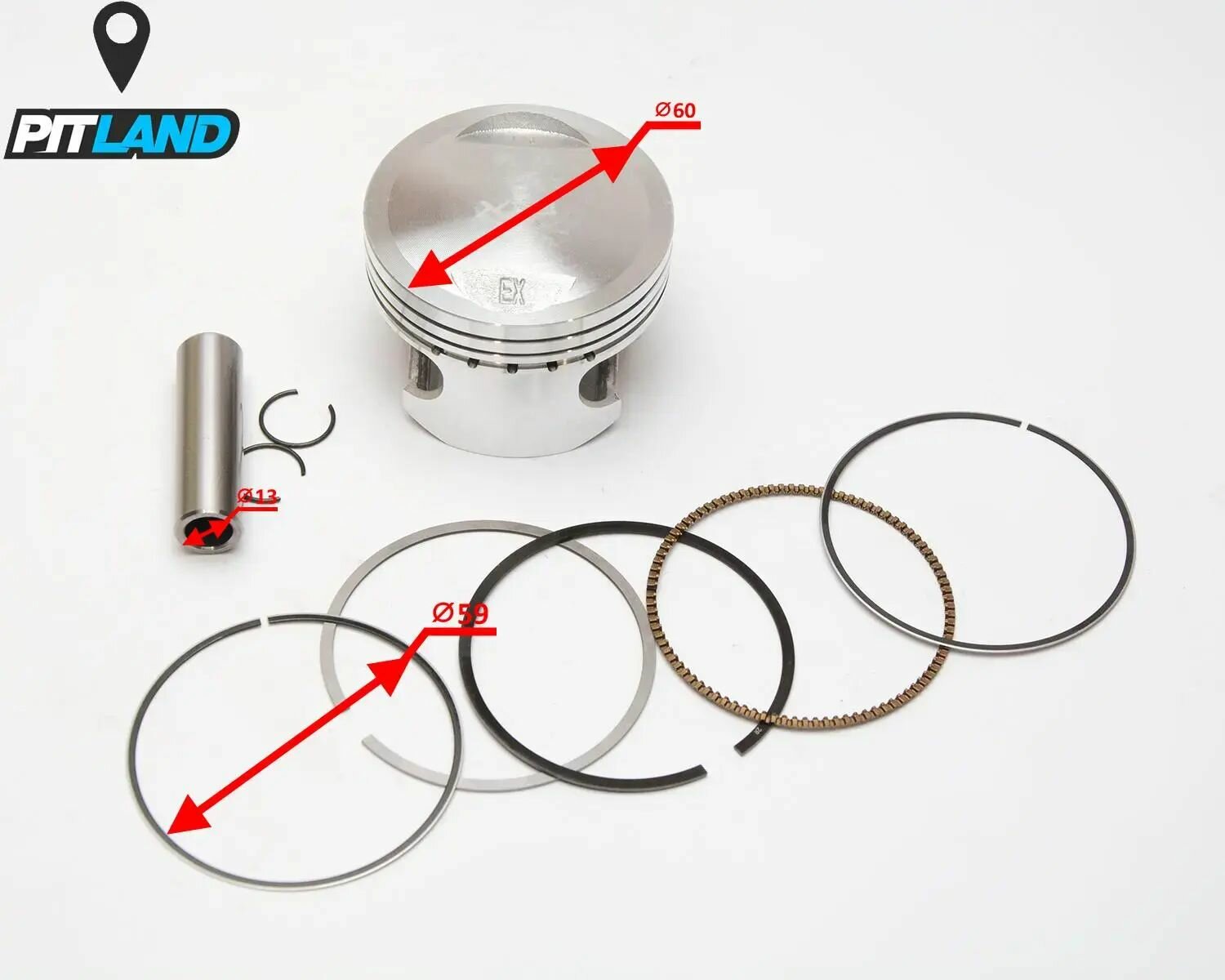 Поршень в сборе 160FMK YX150 (W150-2) 150см3 D 60 X-TECH на мотоцикл, питбайк, эндуро.