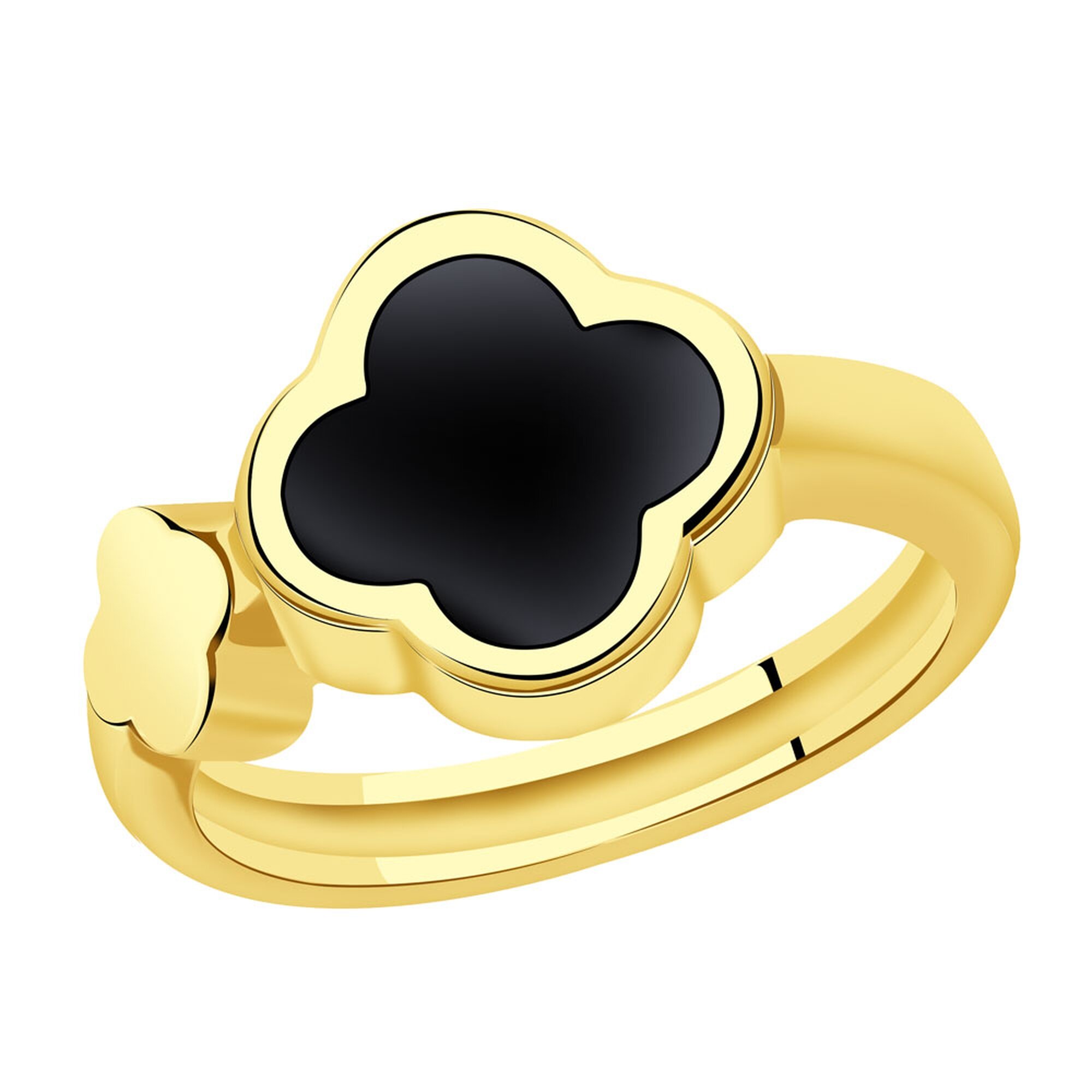 Кольцо, желтое золото, 585 проба, оникс