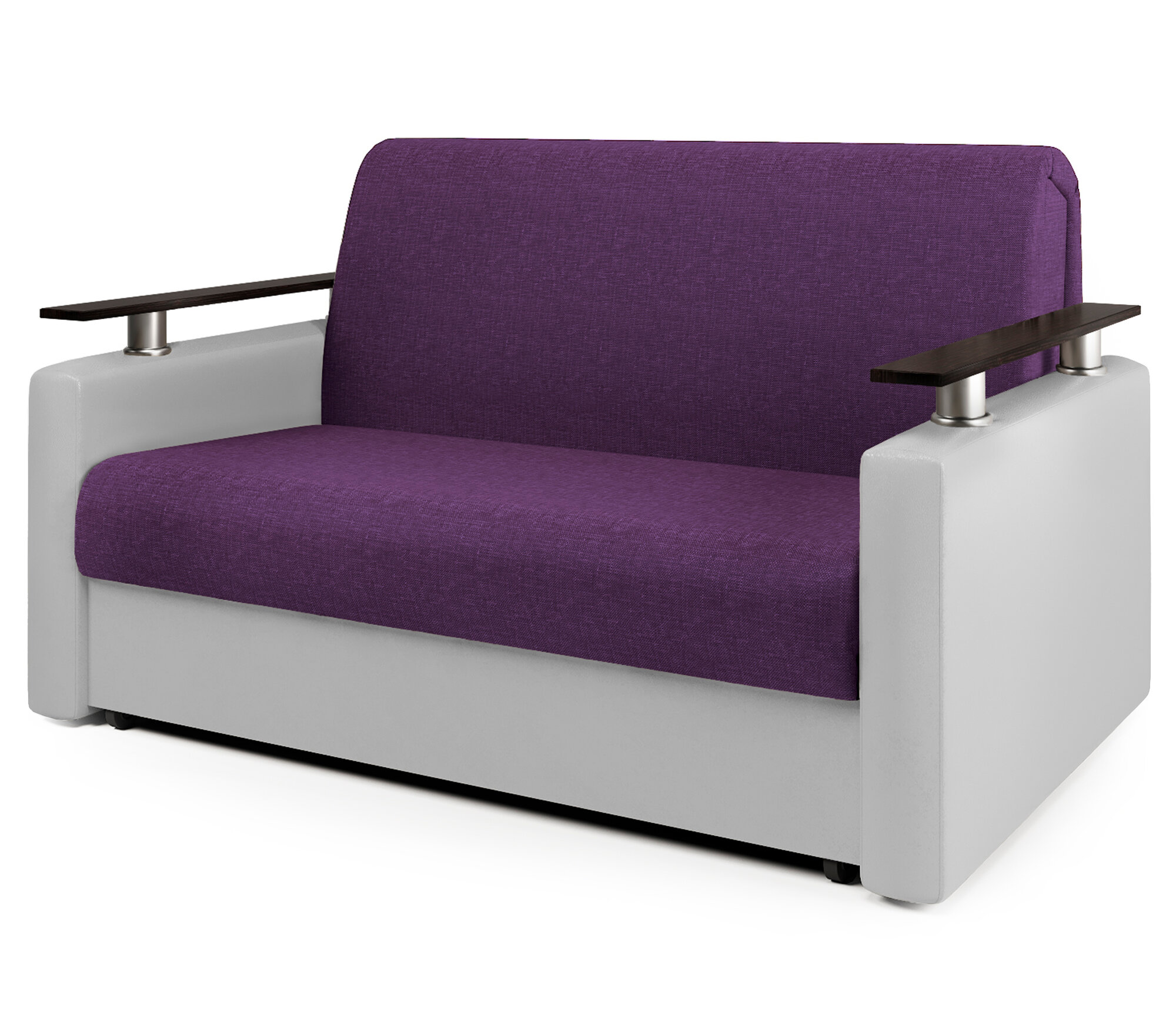 Диван-кровать Шарм-Дизайн Шарм 120х194 см, диван раскладной, аккордеон, прямой, фиолетовая рогожка и экокожа белая