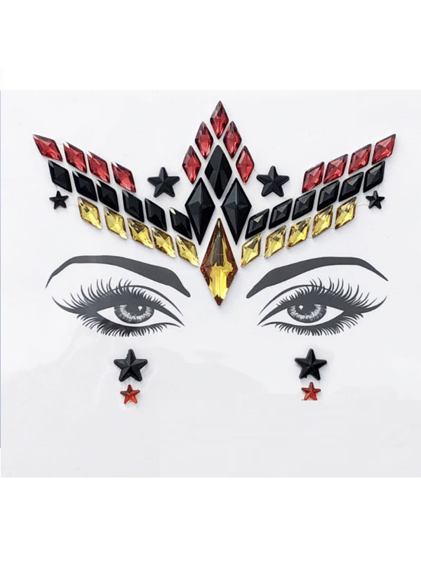 Кристаллы для лица "Птица" (Цв: Золотой-Черный-Красный )