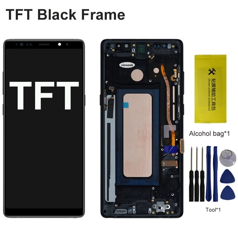 Экран для Samsung Note8 N950 N950U SM-N950F/DS ЖК-дисплей с дигитайзером сенсорного Black With Frame
