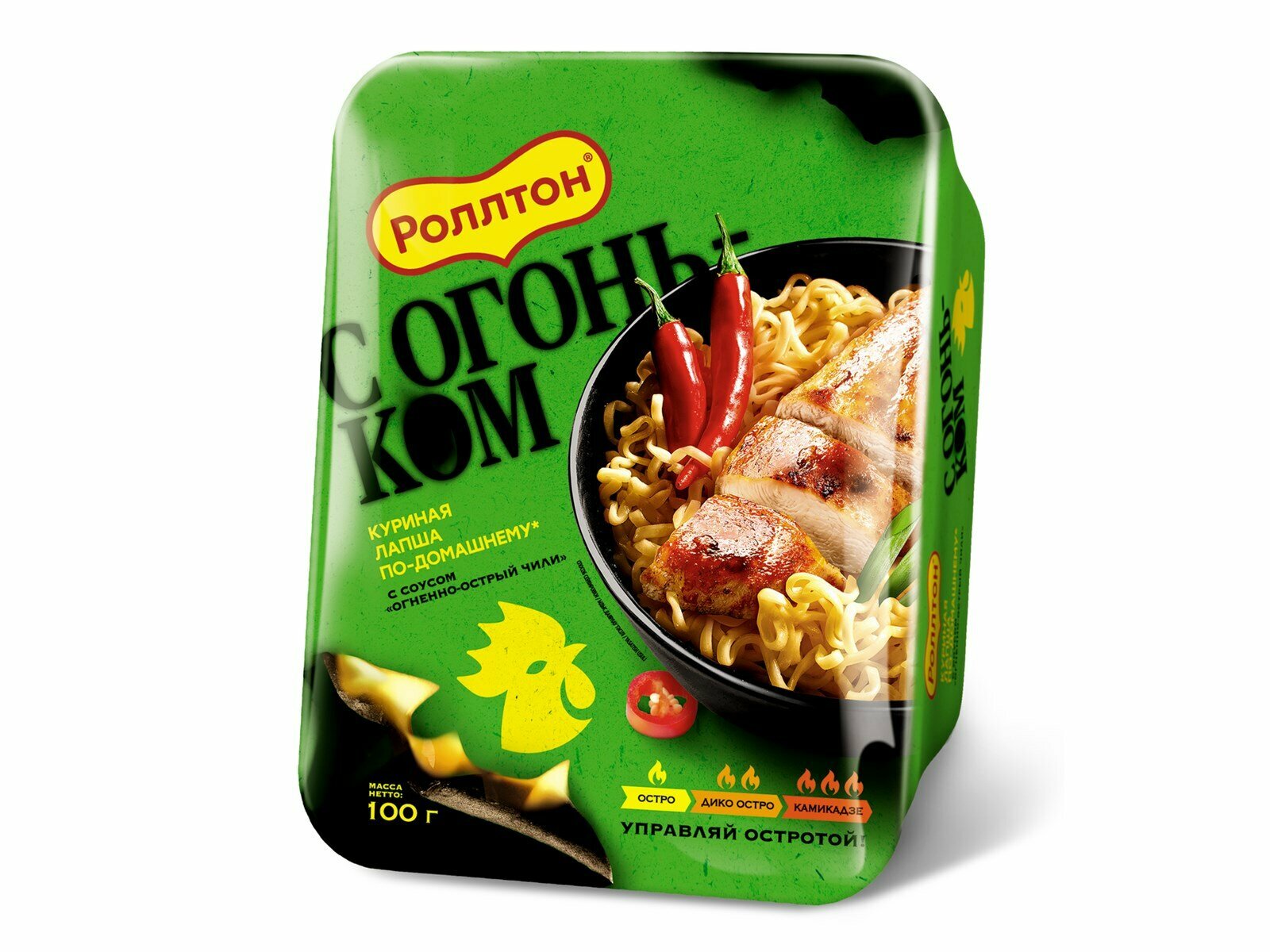 Лапша быстрого приготовления Роллтон куриная с соусом чили, 100г