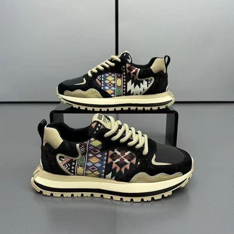 Новые модные туфли с узорами и цветами, универсальная спортивная повседневная обувь, удобная обувь на толстой подошве для усиления оргазма.