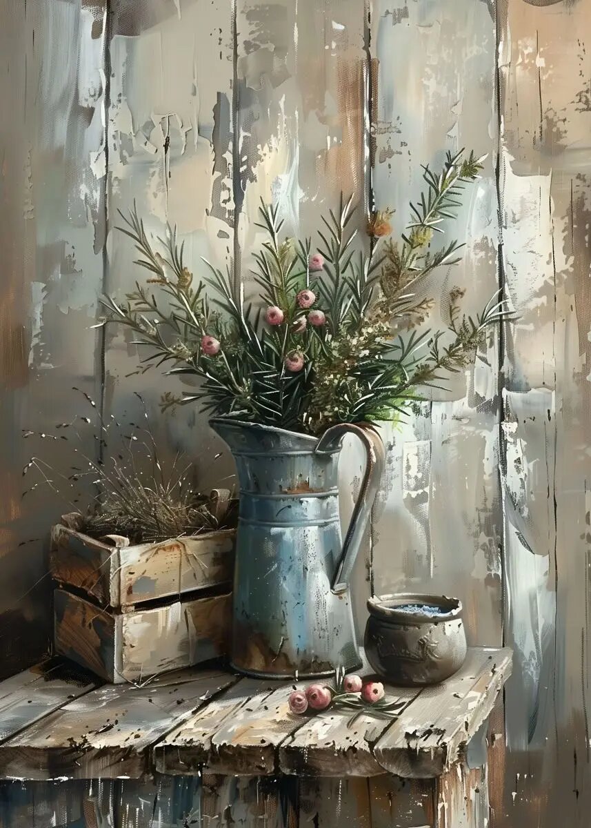 Натюрморт в стиле винтаж, холст 40x60 см, SKU-18