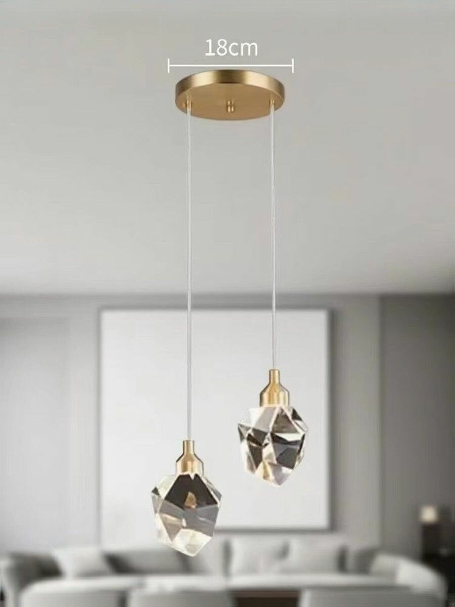 MShopS Подвесной светильникLED/Потолочная люстра хрустальная и стеклянная/Теплый белый 2 держатель лампы 3000K