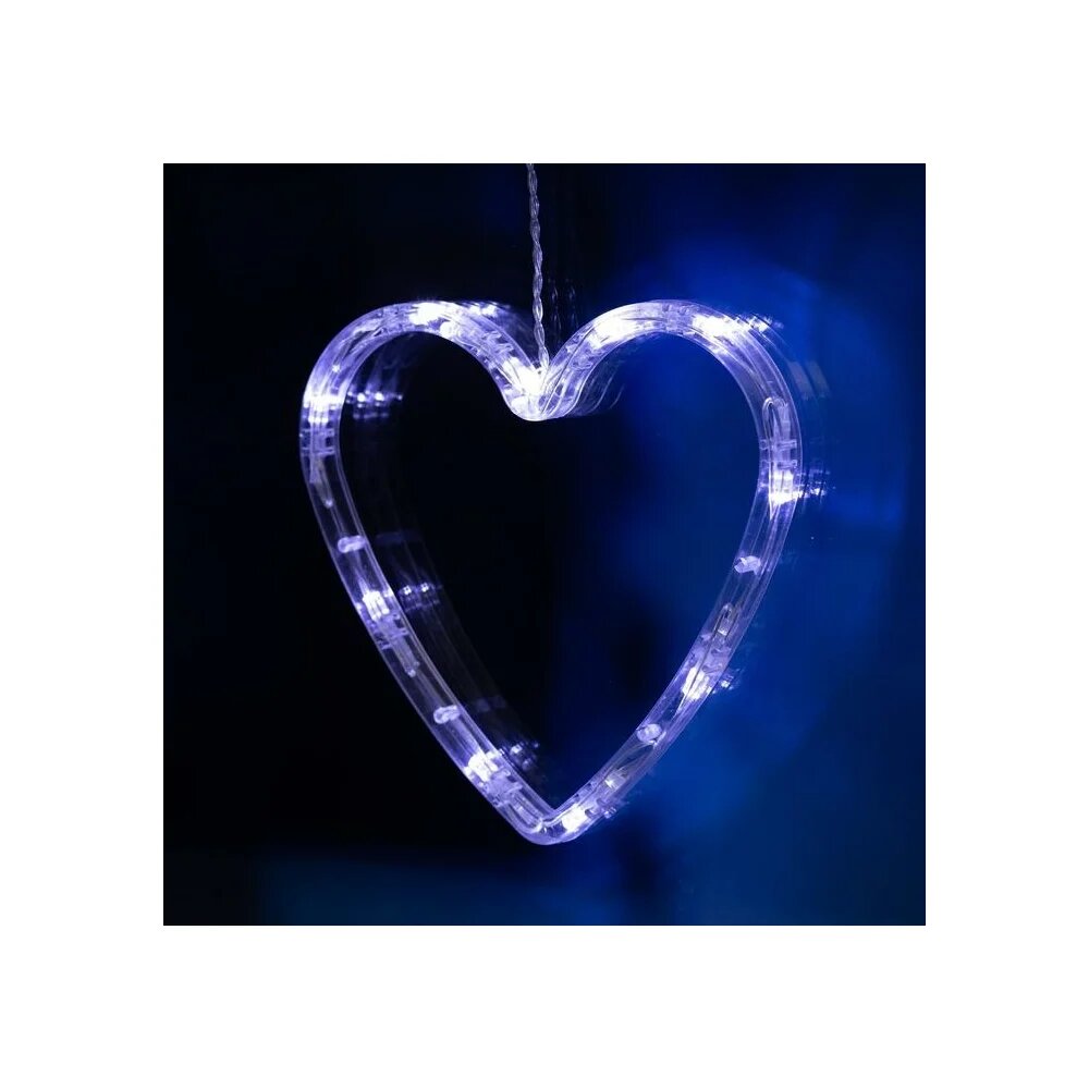 Бахрома Luazon DECOR Сердце, IP20, Ш2.4 м, В0.9 м, Н. С. LED-186-220V, 8 режимов, белый — фото 1