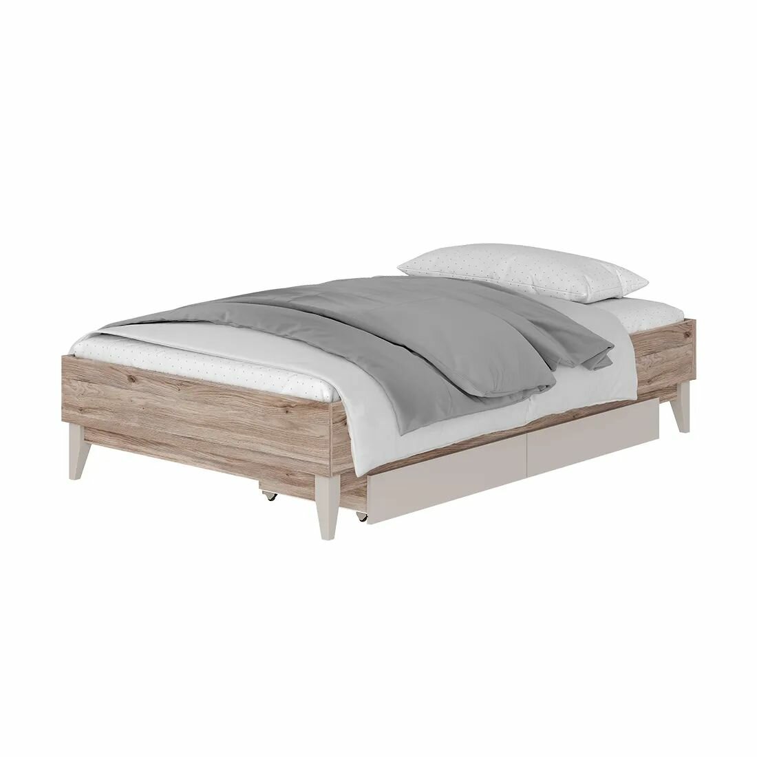 Кровать 1,2 м "Скандика" КР-09 дуб смоки + 2 ящика (БТС)