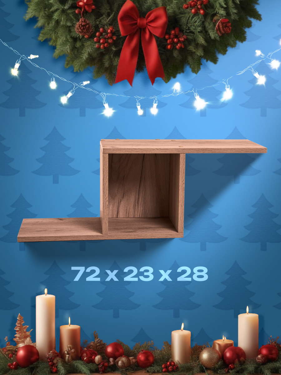 Полка настенная Акрона ПН2.2, навесная, дуб крафт табачный, 72 х 28 х 23 см.