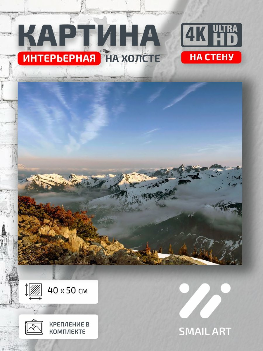 Картина на холсте интерьерная 40 на 50 на стену Снег Landscape для кабинета пейзаж интерьер