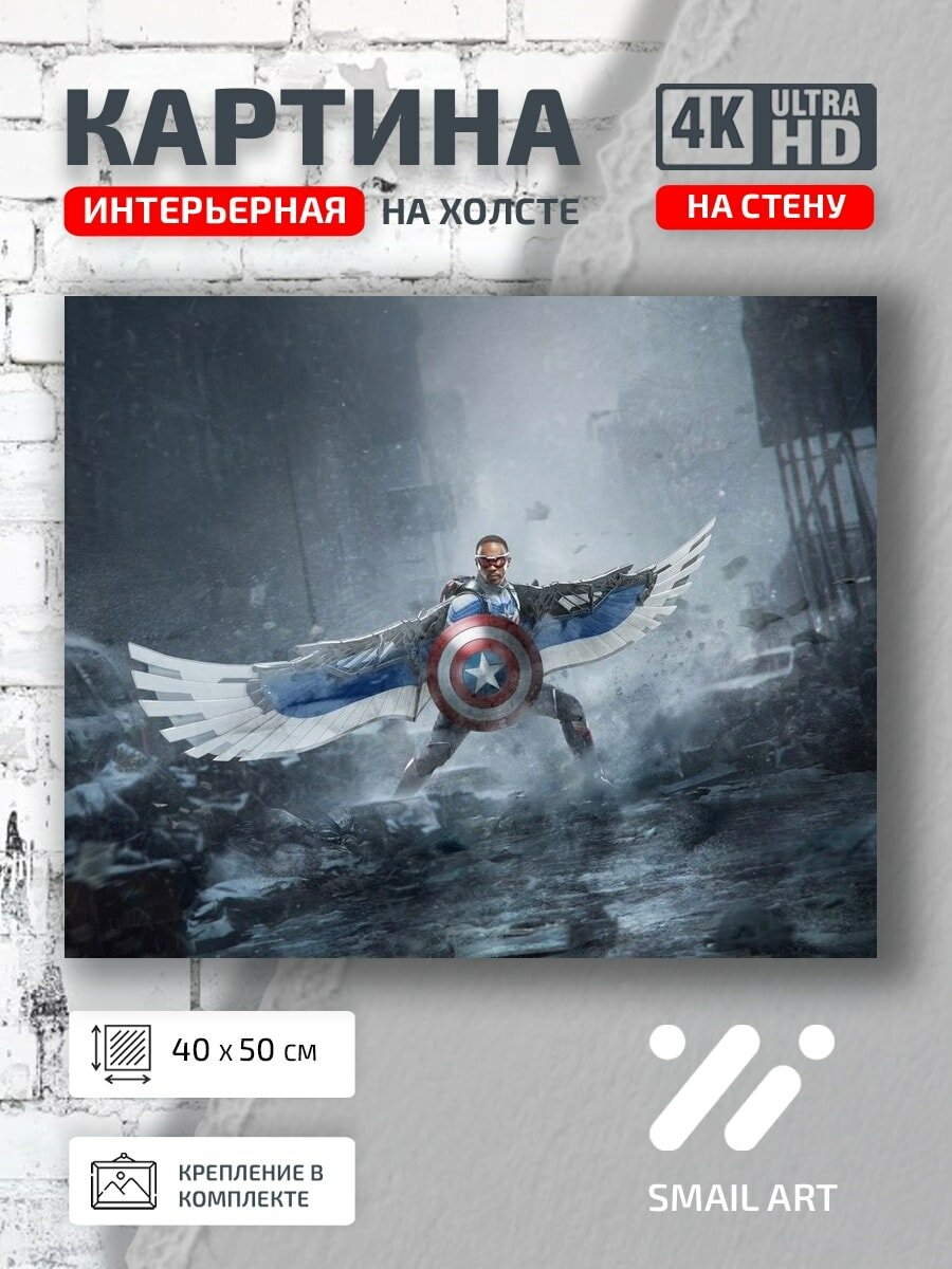 Картина на холсте интерьерная 40 на 50 на стену Америка Сокол для студии атмосфера