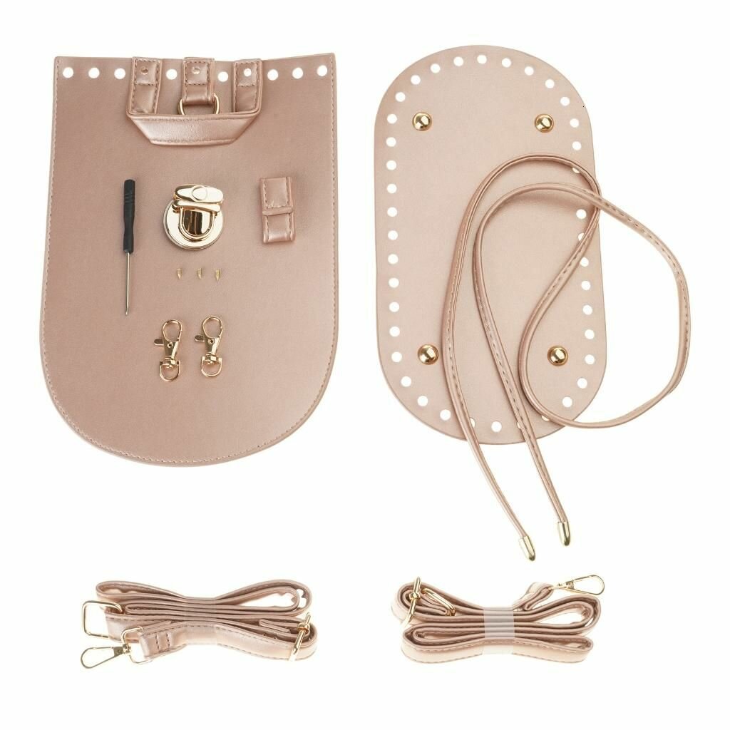 Комплект для вязания крючком: сумка-рюкзак, Розовое золото