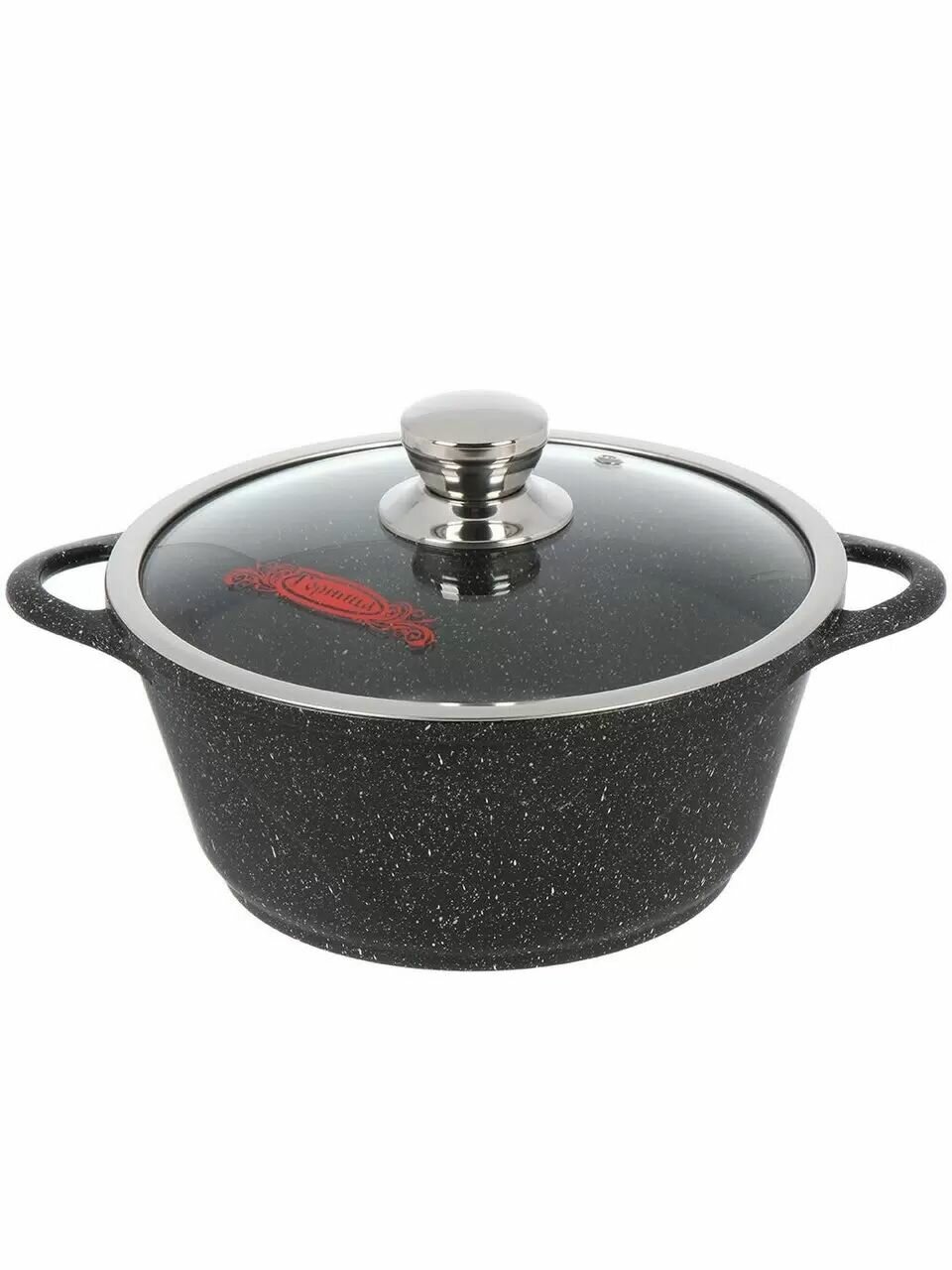 Кастрюля горница алюминиевая, антипригарное покрытие, объем 3 л, крышка стеклянная, гранит induction