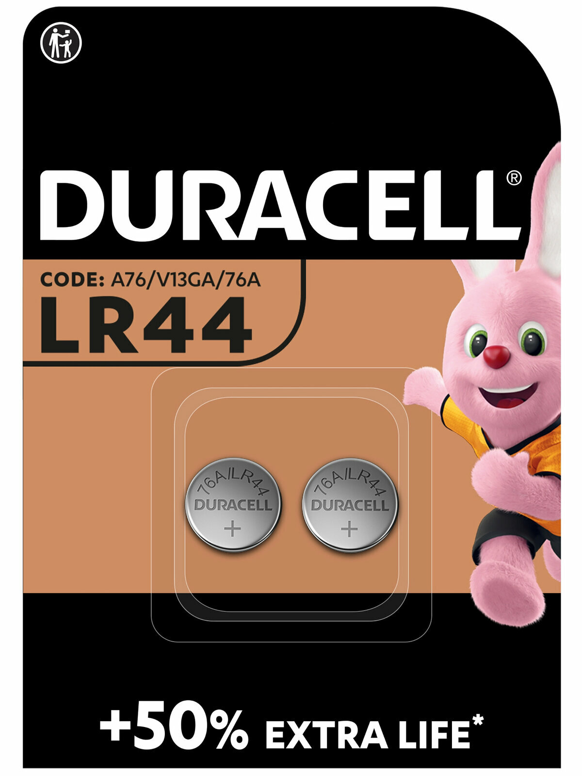 Батарейки алкалиновые DURACELL LR44 A76 V13GA 76A блистер 2 шт