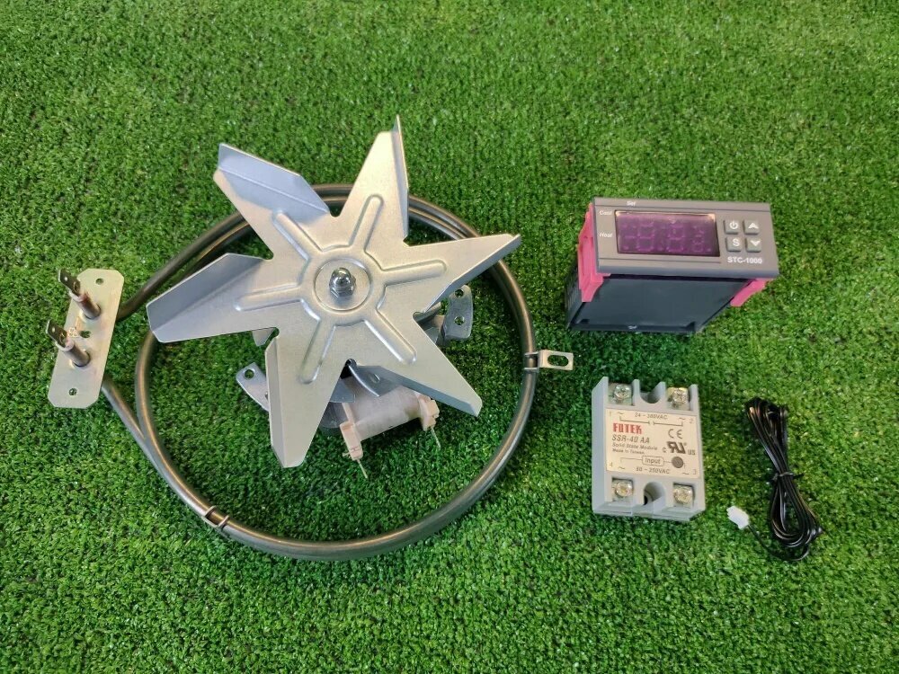 Набор конвекции коптильни №9. Вентилятор ось 22мм, STC1000, ТЭН 2кВт, твердотел 8кВт