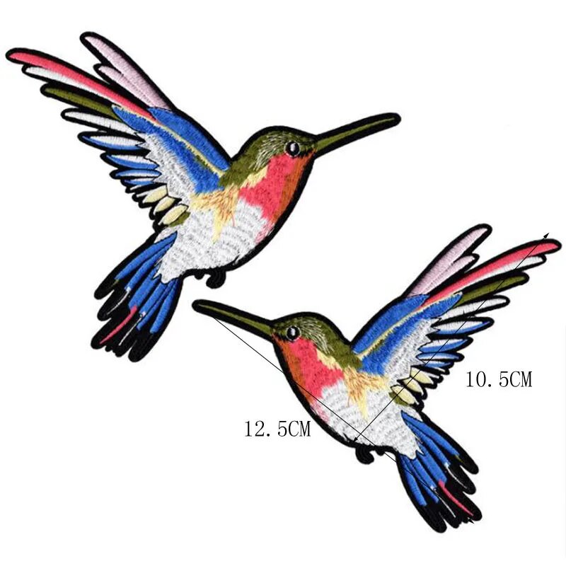 HYZELY Вышитые нашивки Phenix Birds Azure Синий, Blue Hummingbird