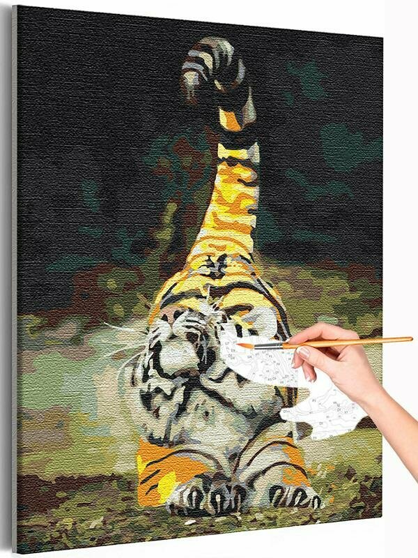 Тигр потягивается / Символ года / Животные Раскраска картина по номерам на холсте 30х40