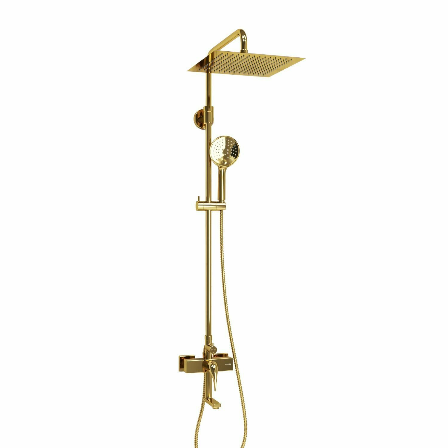 Душевой комплект со смесителем, глянцевое золото, WasserKRAFT A171.261.207. PG