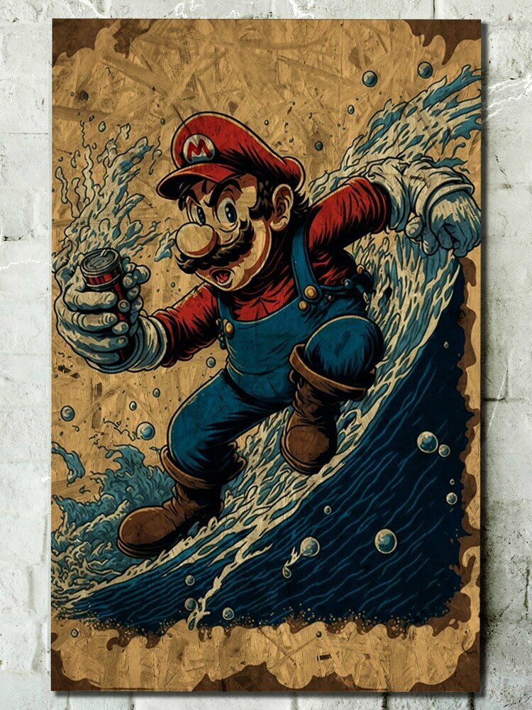 Картина интерьерная на рельефной доске ОСП игры Super mario - 1612