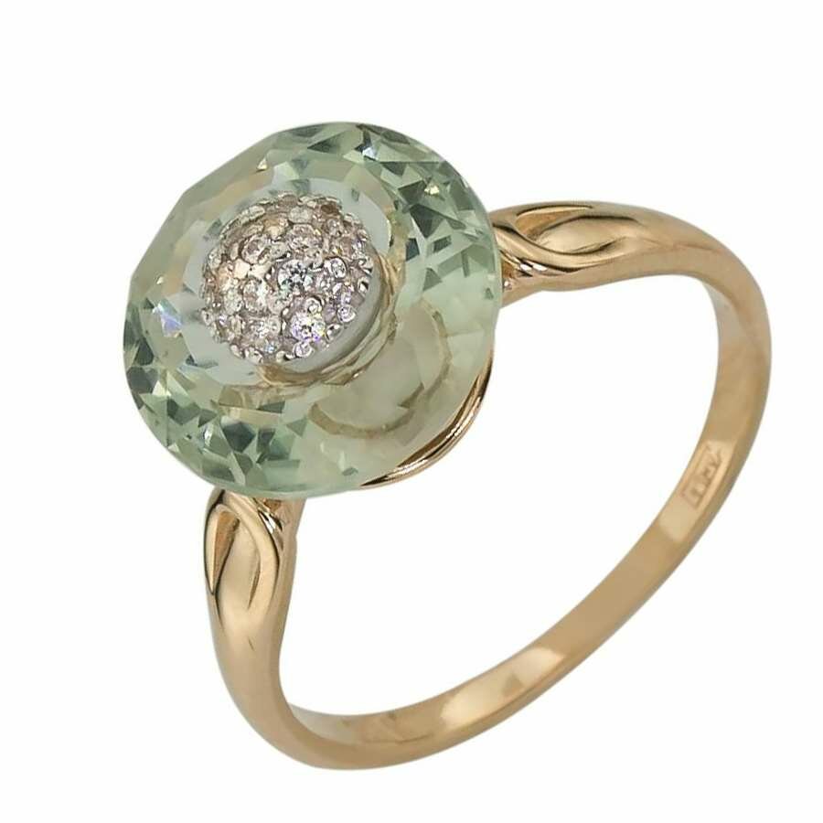 Кольцо, желтое золото, 585 проба, аметист