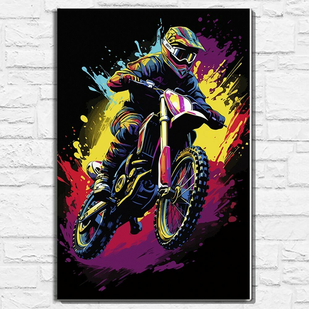 Картина по номерам на холсте спорт мотокросс (байк, мотоцикл) - 12621 В 60x40