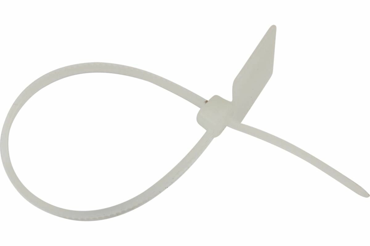 Хомут с площадкой под маркер REXANT 100x2,5 мм, белый , 4 набора по 100шт