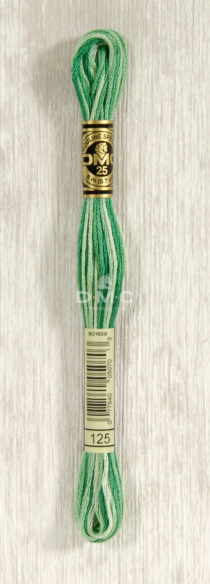 Мулине "DMC" Gold Concept меланж 100% хлопок 8 м №0125 св. салат.-салатовый-т. салат.
