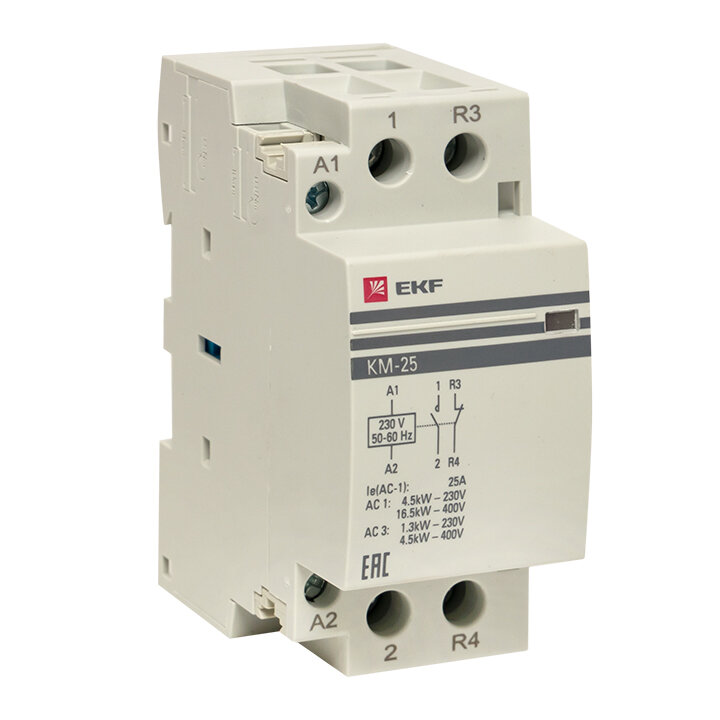 Контактор модульный КМ 25А NО+NC (2 мод) , EKF KM-2-25-11 (1 шт.)