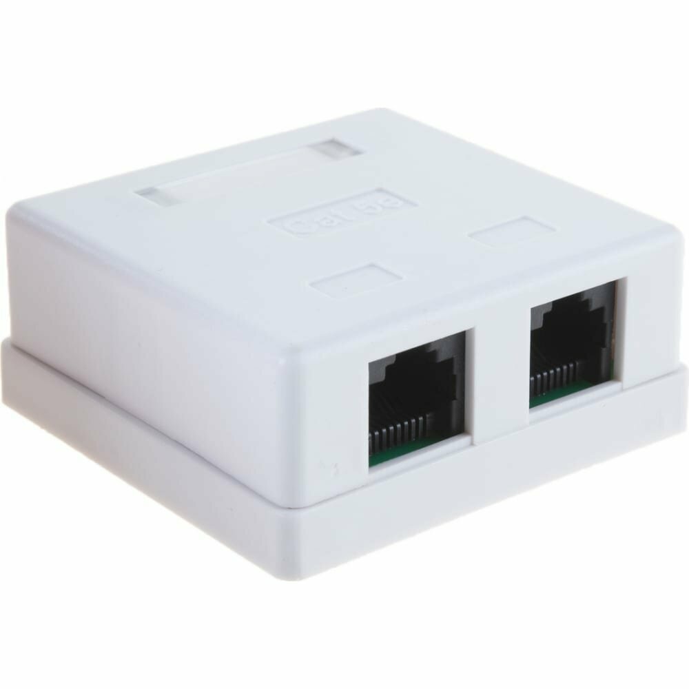 Розетка Cablexpert RJ-45 кат.5e внешняя 2 порта, 110&Krone NA214, белый