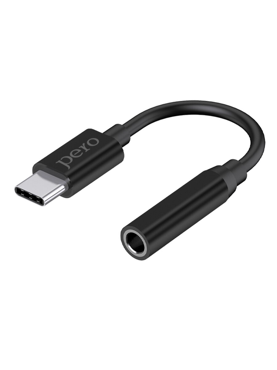 Адаптер PERO AD09 Type-C - mini Jack 3.5 mm (Черный)