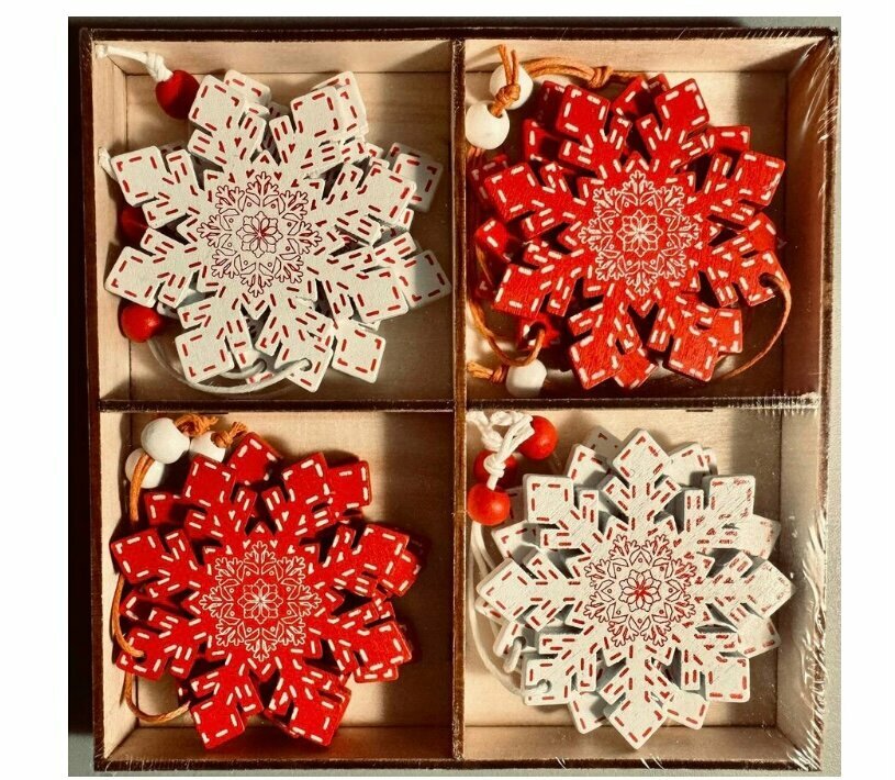 Набор деревянных елочных украшений "Снежинка" от бренда Mk