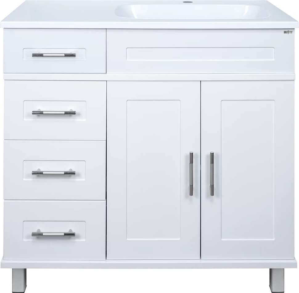 Тумба под раковину Misty Купер П-Куп01090-0124ЯП 90 см R, напольная, белый матовый