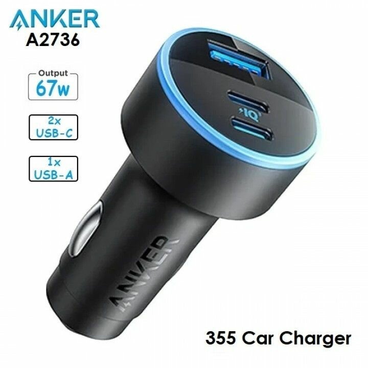 Автомобильное зарядное устройство Anker Car Charger 335 USB-C 67W 3-Port - Black