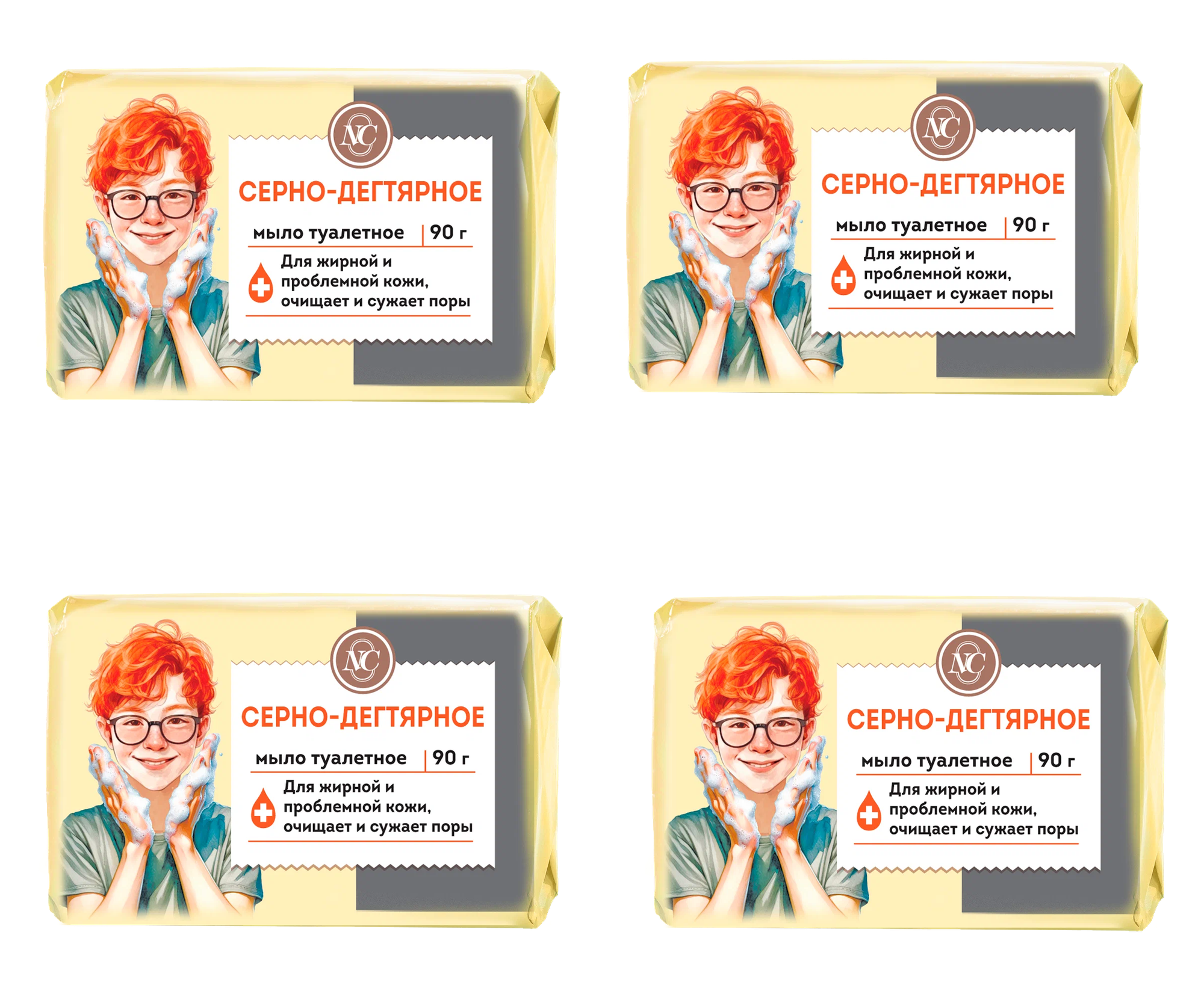 Туалетное мыло Невская косметика серно дегтярное 90 г, 4 уп