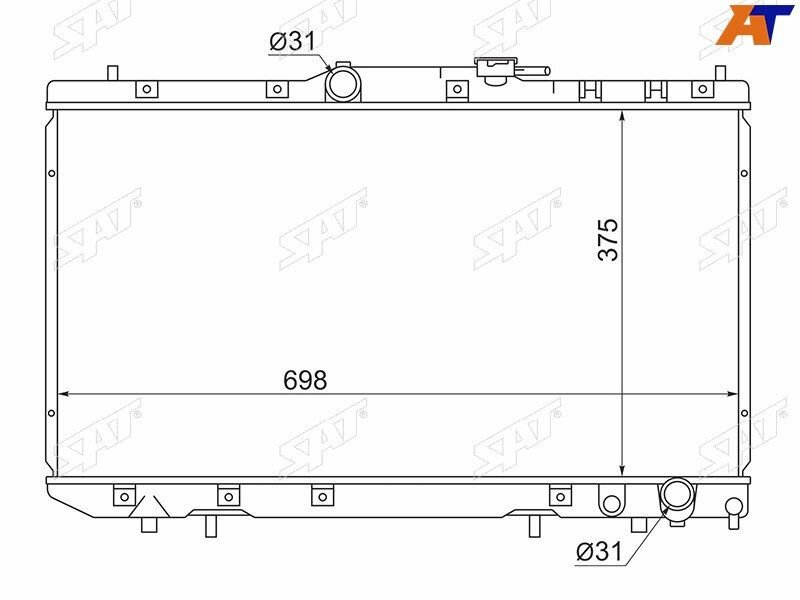 . SAT Радиатор охлаждения двигателя для Toyota Caldina (T190, T210) 92-02 , Carina (T210) 96-01 , Carina E 92-98 , Corona (T190) 92-