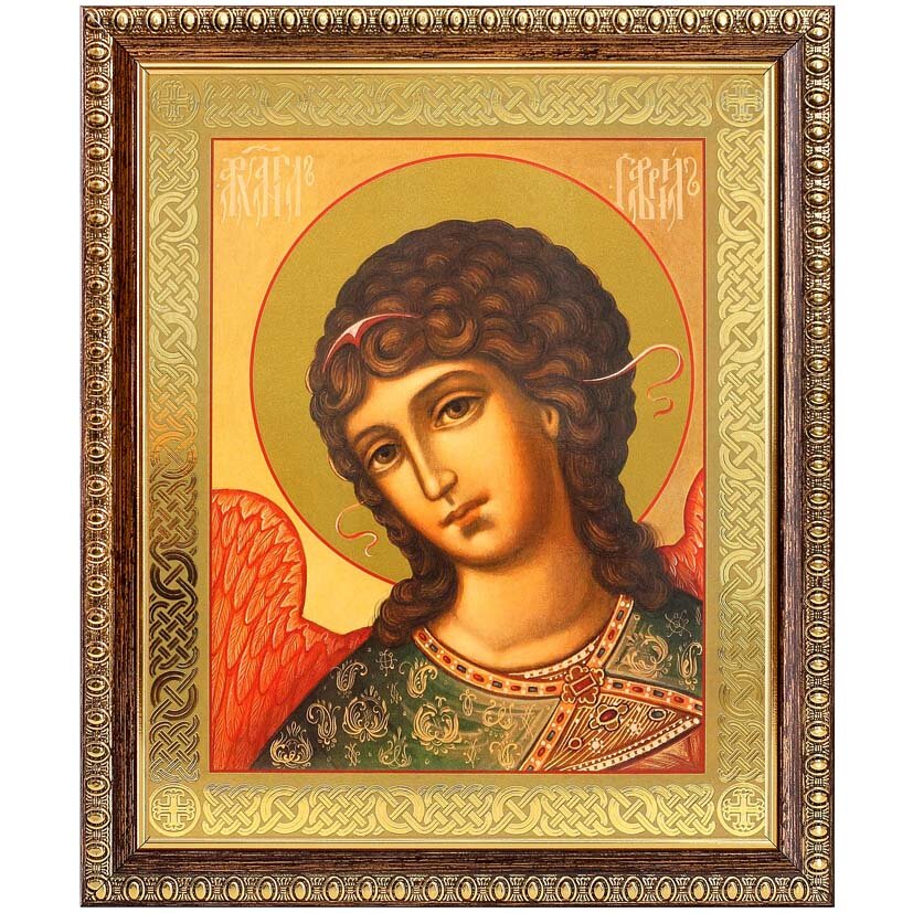 Архангел Гавриил, икона в темной пластиковой рамке 17,5*20,5 см