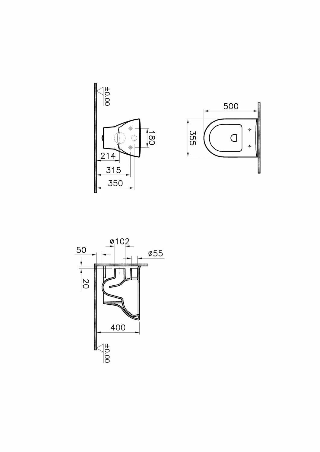 Унитаз подвесной безободковый VitrA Zentrum 5795B003-6077